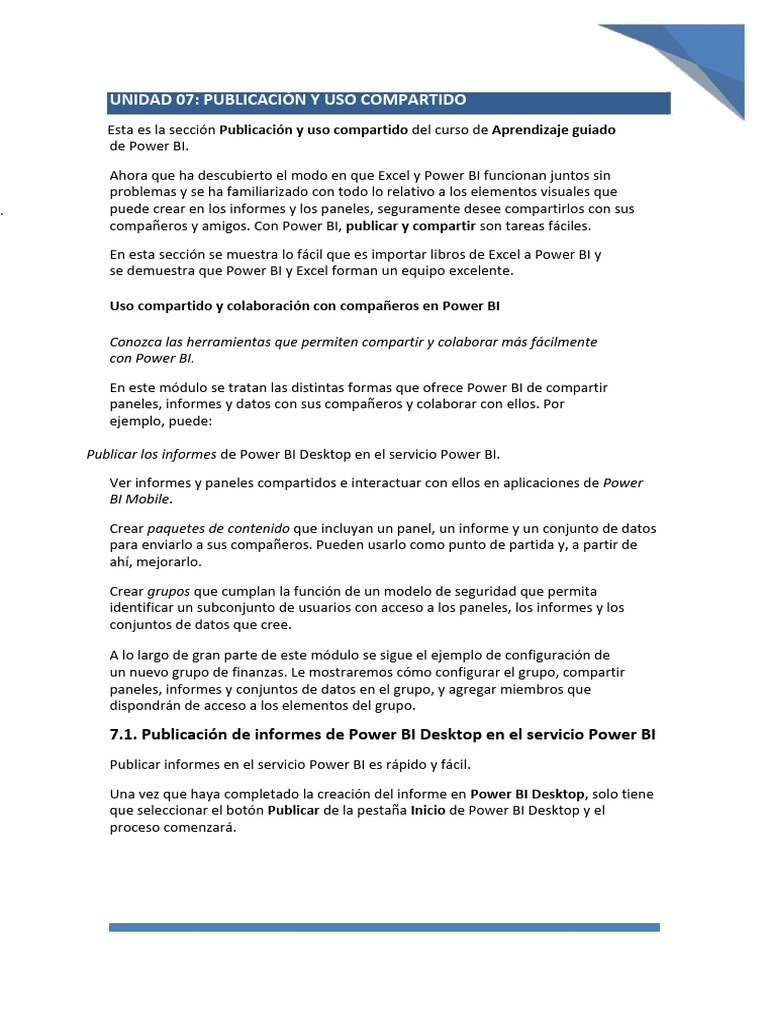 capitulo_07_publicacion_uso_compartido Power Bi | PDF