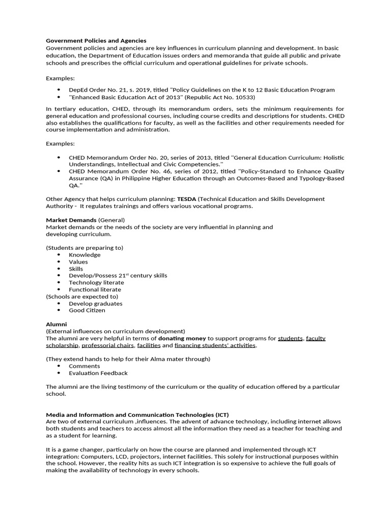 Government Policies in Education Development | PDF | Curriculum ...