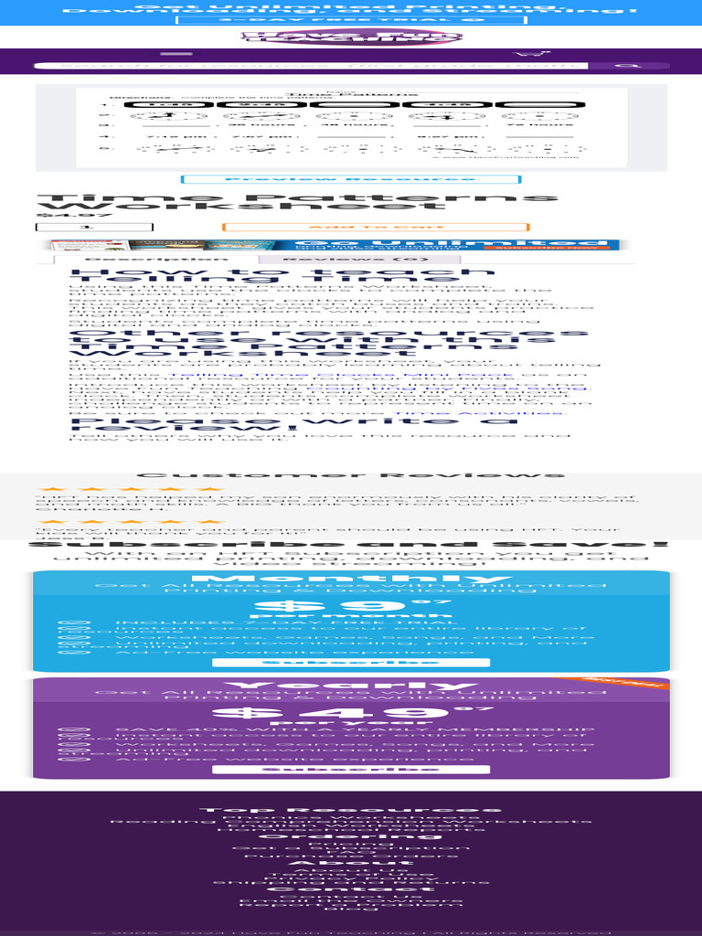Time Patterns Worksheet - Have Fun Teaching | PDF
