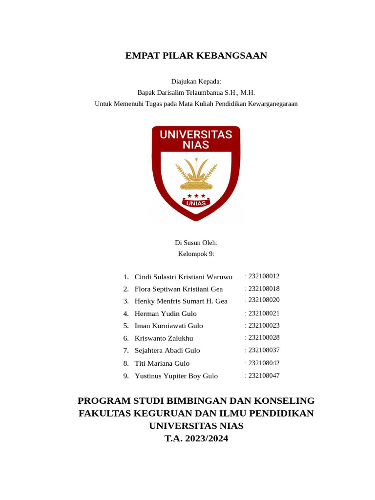 Empat Pilar Kebangsaan - Kelompok 9 | PDF