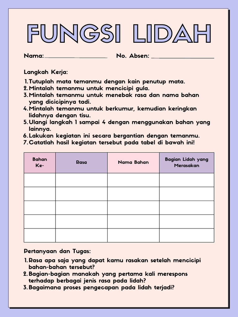 Lembar Kerja Indra Pengecap | PDF