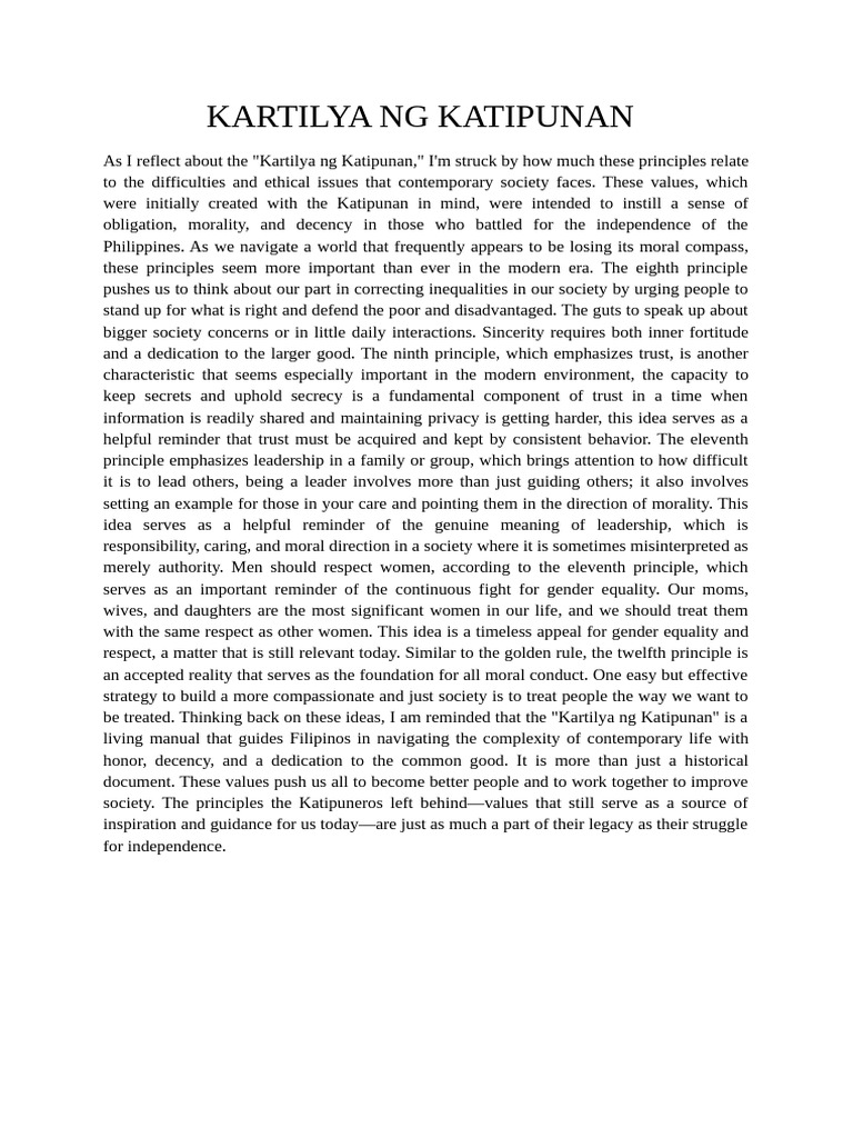 Kartilya NG Katipunan | PDF