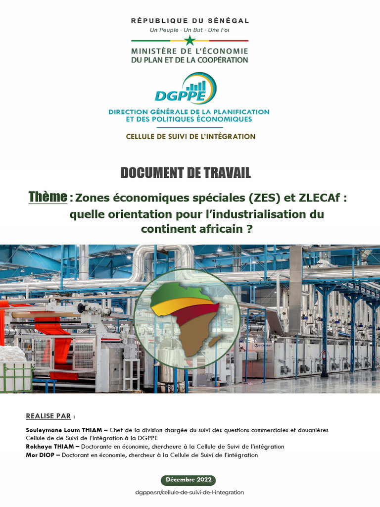 ZES Et ZLECAf Quelle Orientation Pour Lindustrialisation Du Continent Africain Dec 2022 | PDF