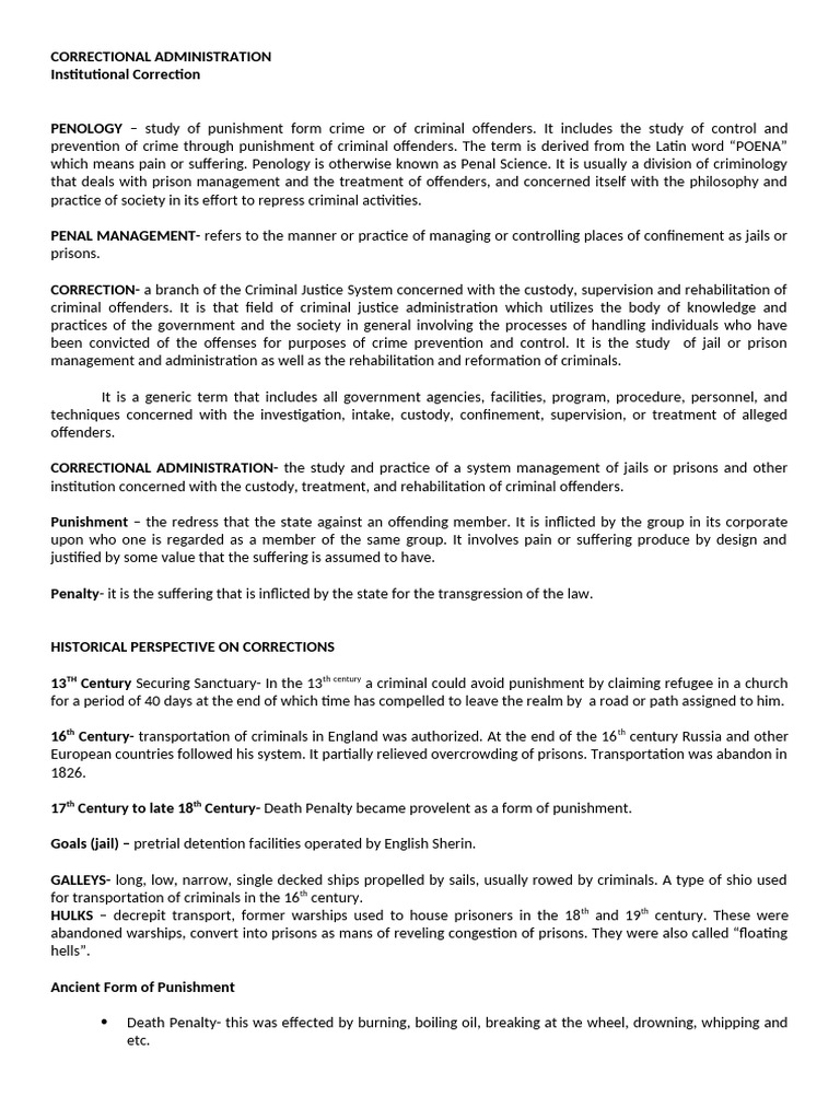 Correctional Administration 1 | PDF