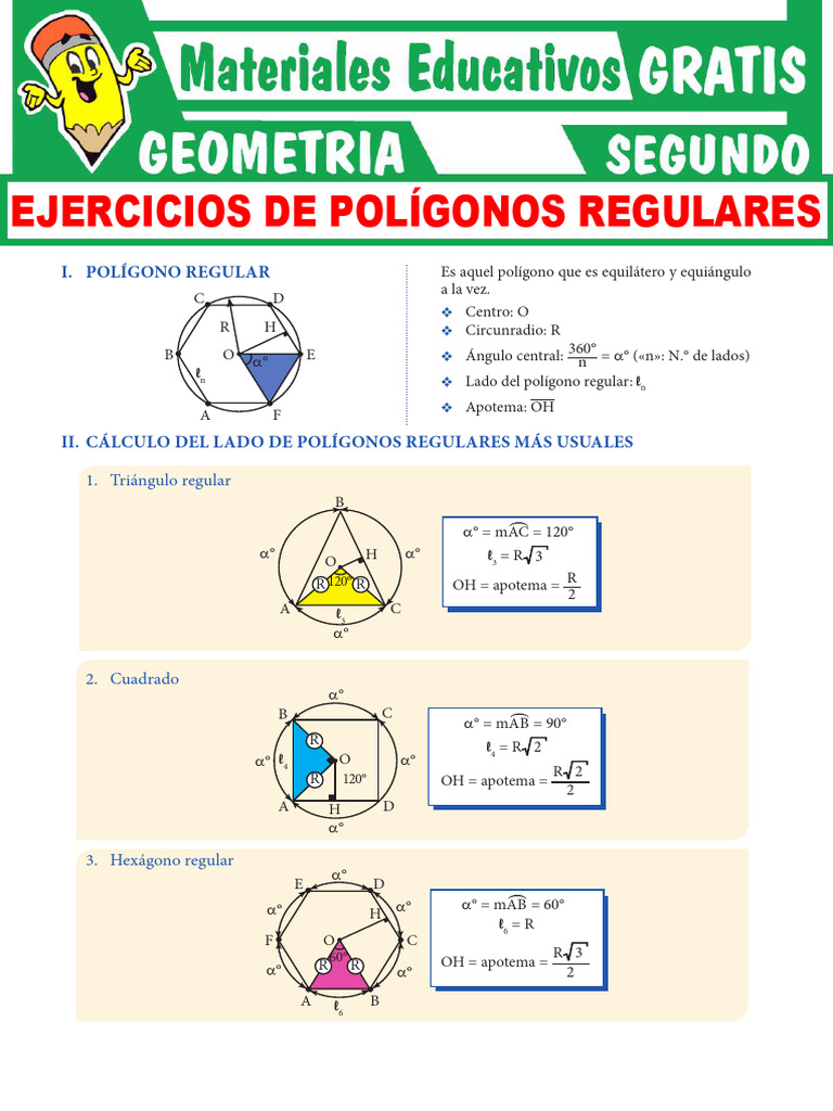 Ejercicios de Polígonos Regulares para Segundo Grado de Secundaria | PDF