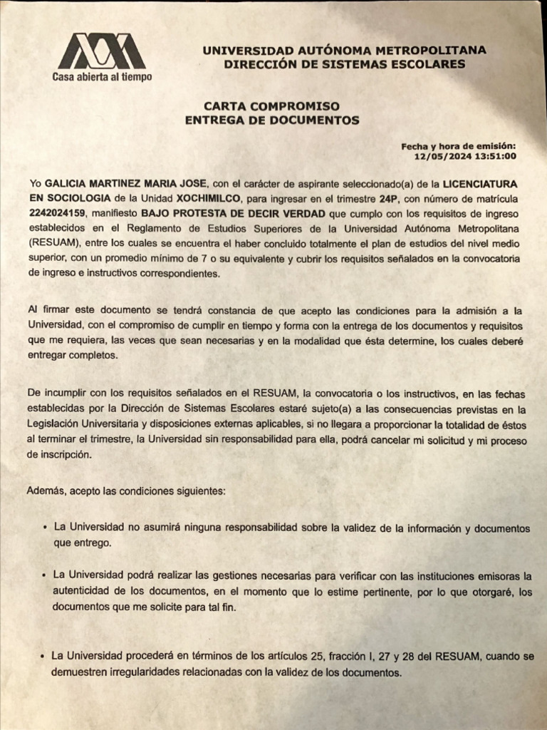 CARTACOMPROMISO | PDF