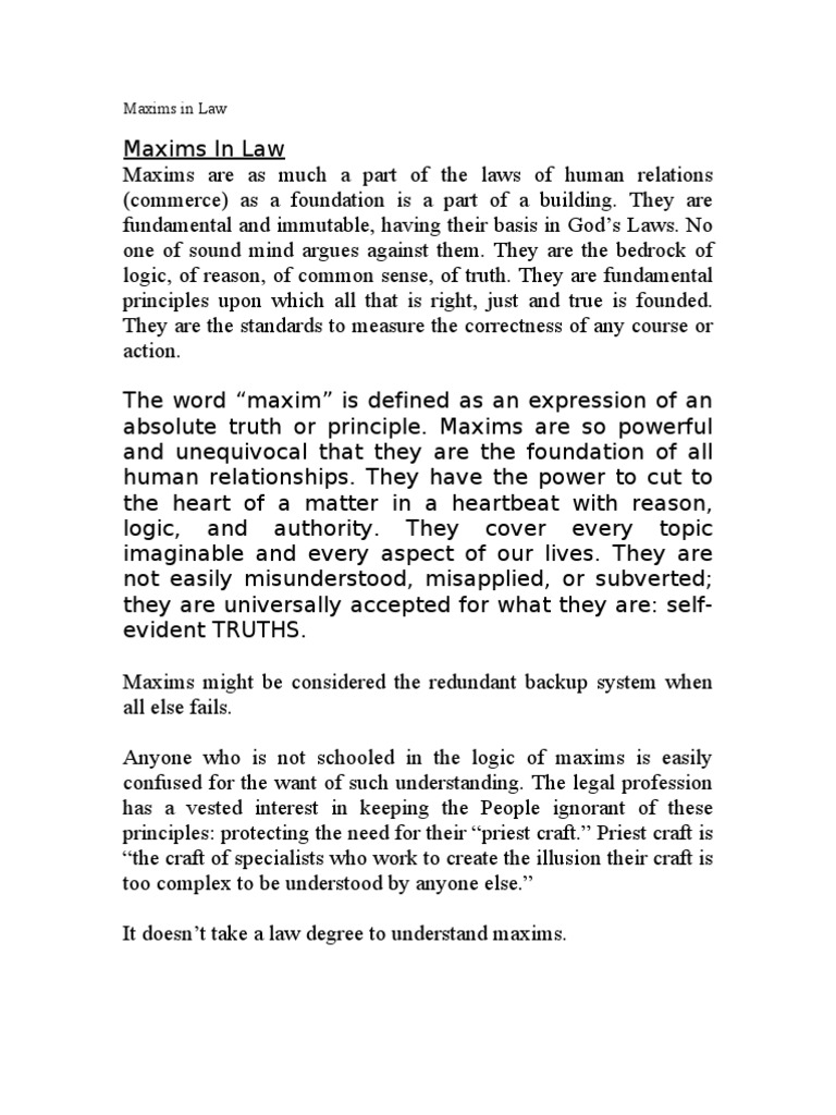 Key Legal Maxims Explained | PDF