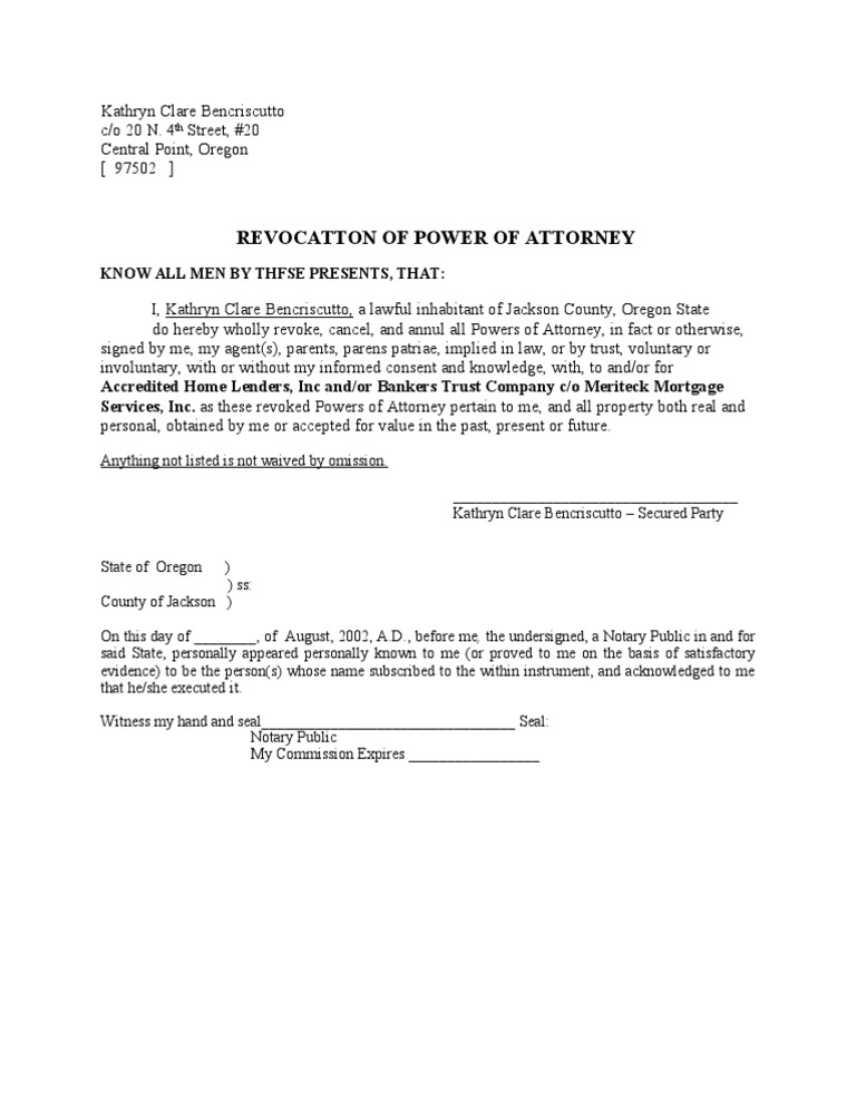 Revocation of Power of Attorney Notice | PDF