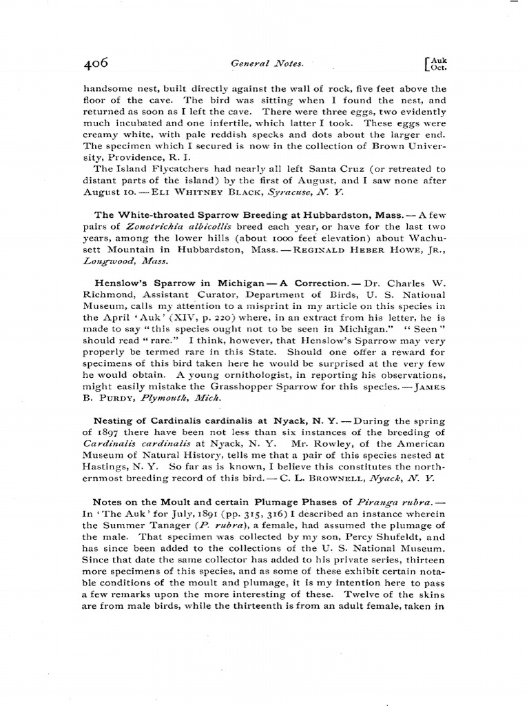 Shufeldt, 1897 | PDF