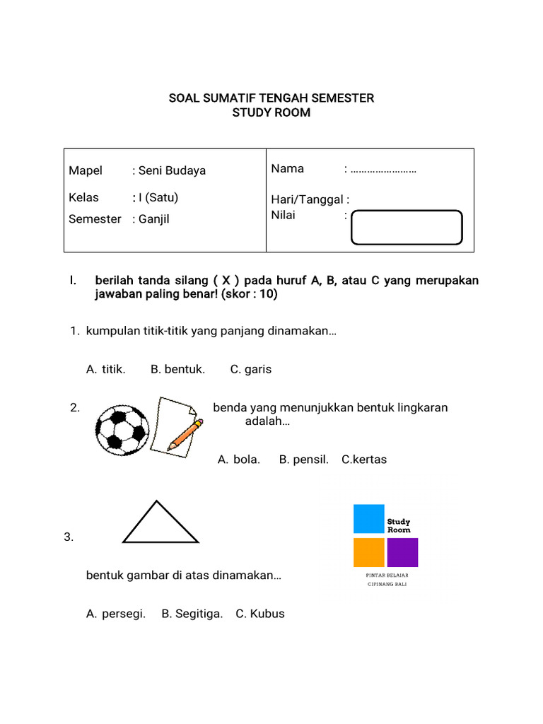 Soal STS SBDP Kelas 1 | PDF