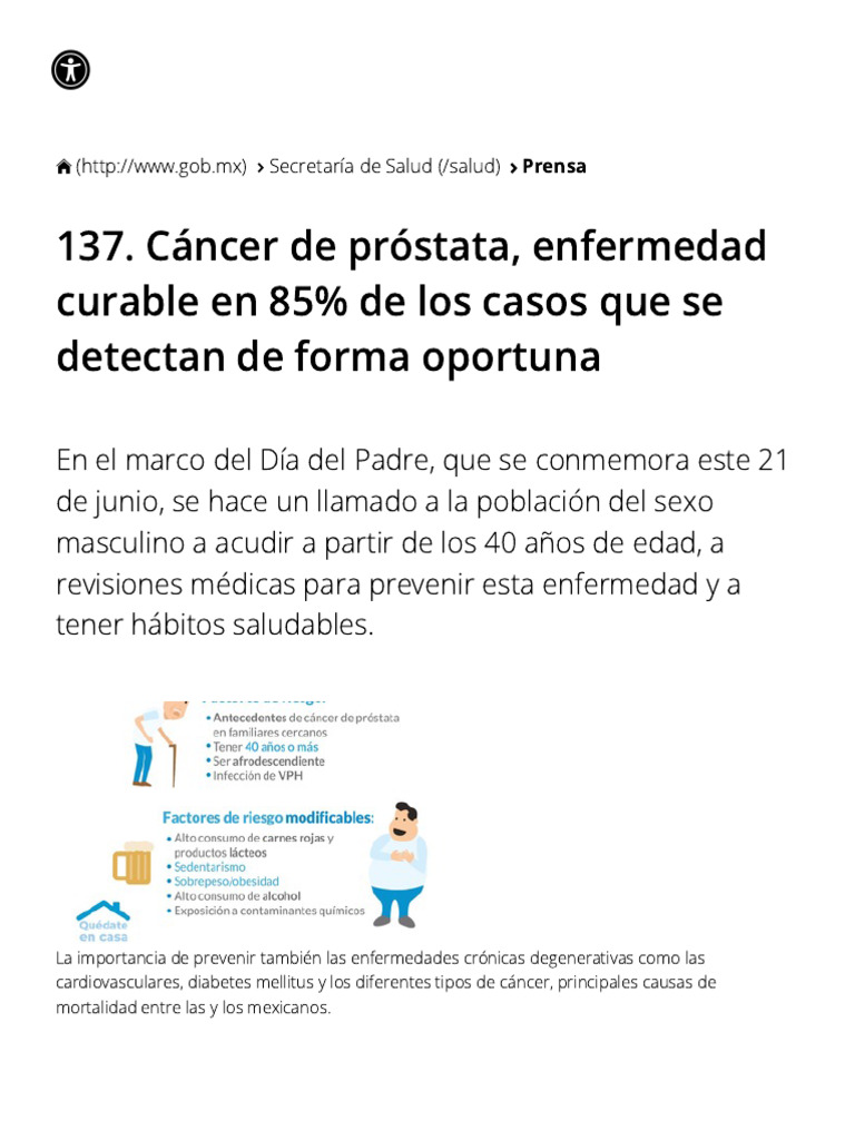 Cáncer de Próstata, Enfermedad Curable en 85% de Los Casos Que Se ...