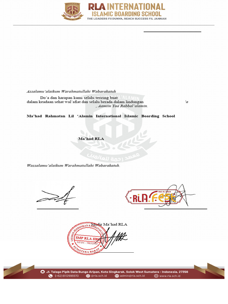 Ponpes Taruna Rabbani-Undangan - RLA Festival Vol. 2 Tahun 2024 | PDF