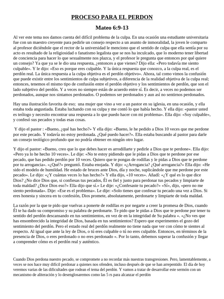 PROCESO PARA EL PERDON | PDF