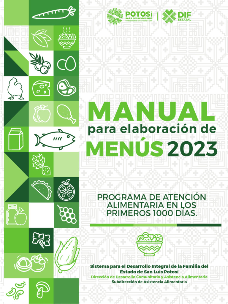 SLP Manual para Elaboracion de Menus - 2023 - 1000 Dias | PDF ...