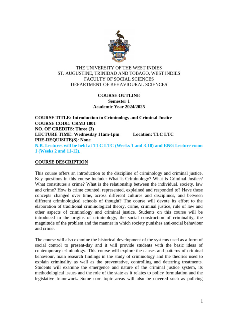 CRMJ 1001 - Introduction To Criminology and Criminal Justice (2024-2025 ...