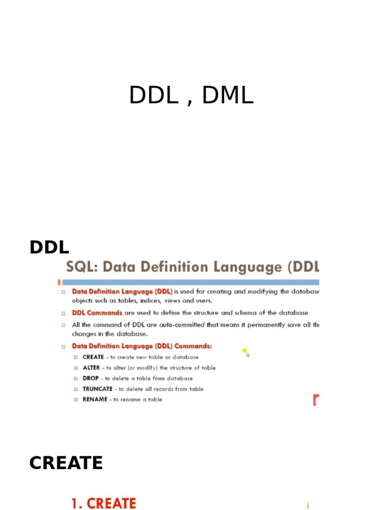 DDL - DML PPT - Suma | PDF