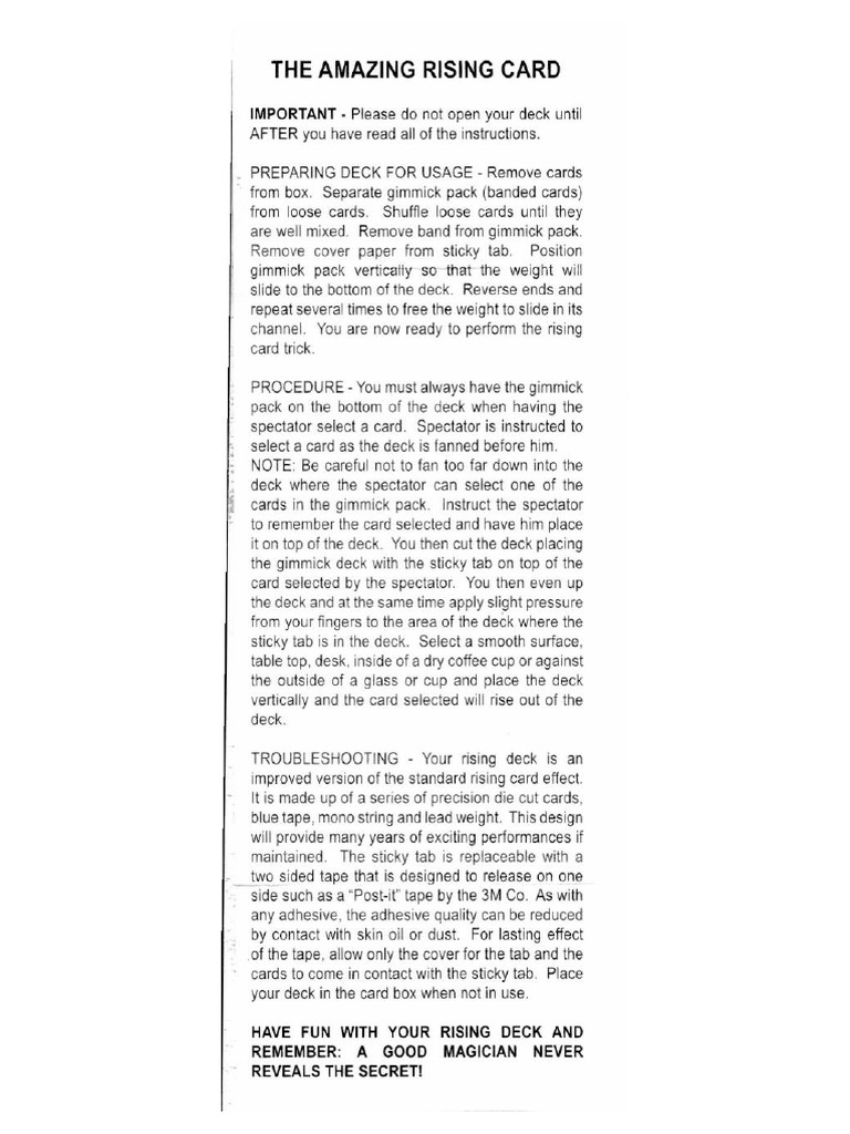 Amazing Rising Card | PDF