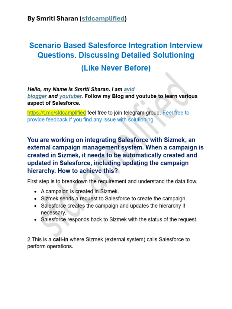 Scenario Based Salesforce Integration Interview Questions | PDF | Databases | Customer ...