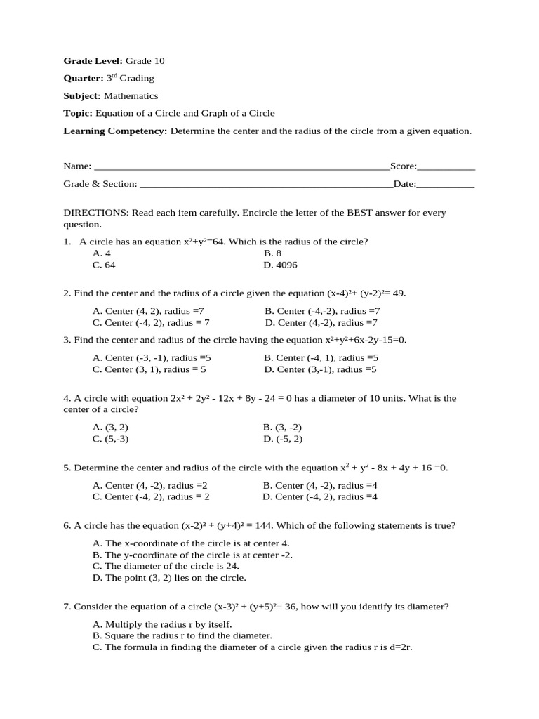 Multiple Choice Test | PDF