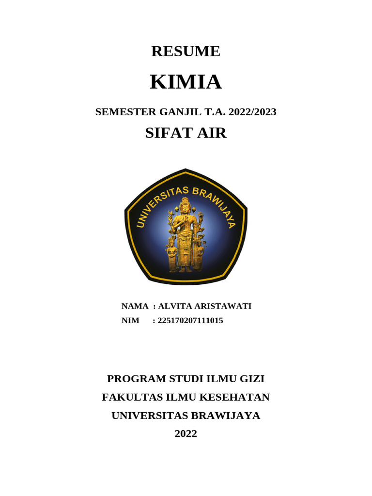 1A2 - Alvita Aristawati - Resume Kimia Air | PDF