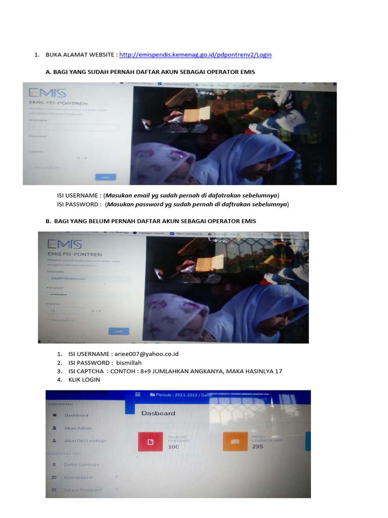 TATA CARA PENGISIAN EMIS PONDOK PESANTREN 2021 | PDF