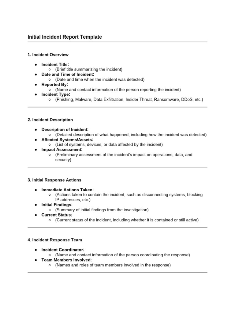 Initial Incident Report Template | PDF