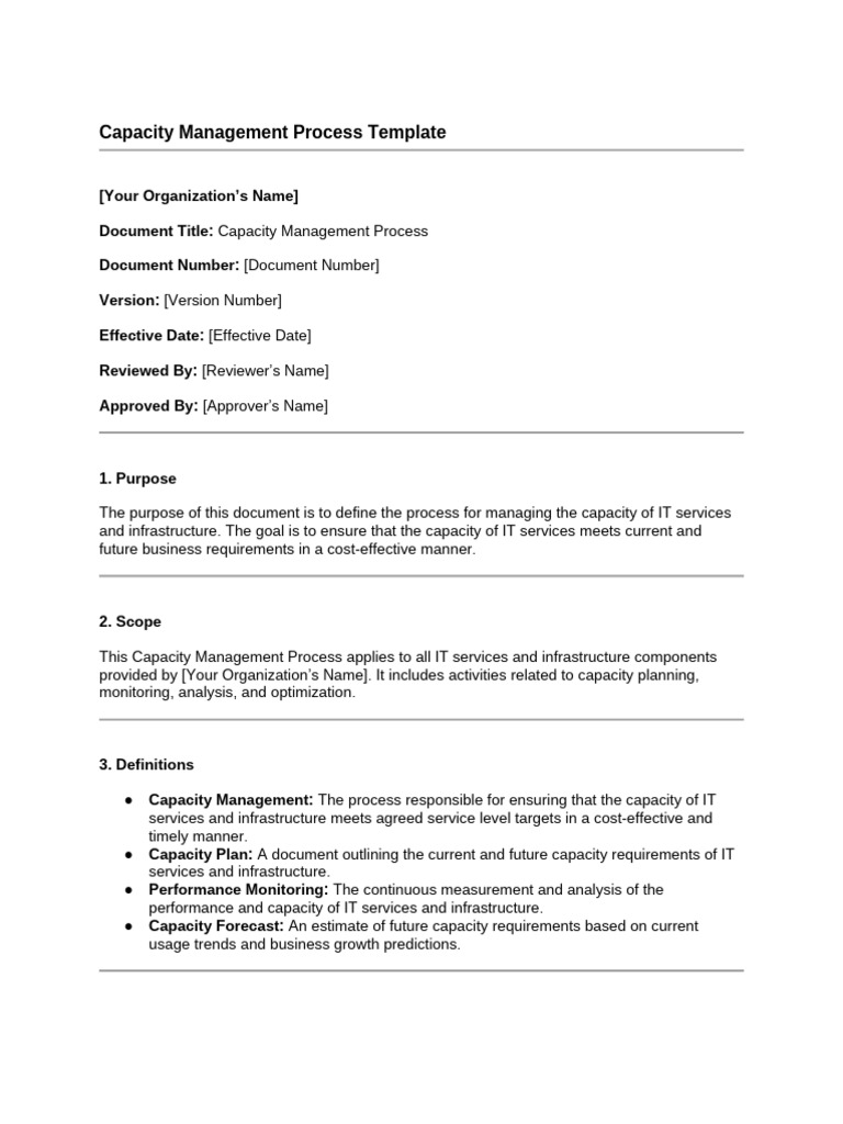Capacity Management Process Template | PDF