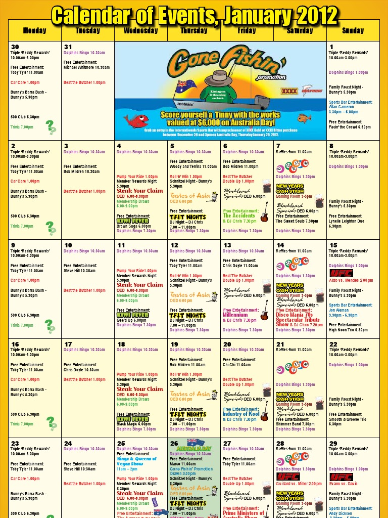 January 2012 Events Calendar | PDF | Entertainment | Leisure