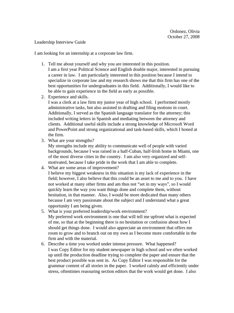 Leadership Interview Guide | PDF