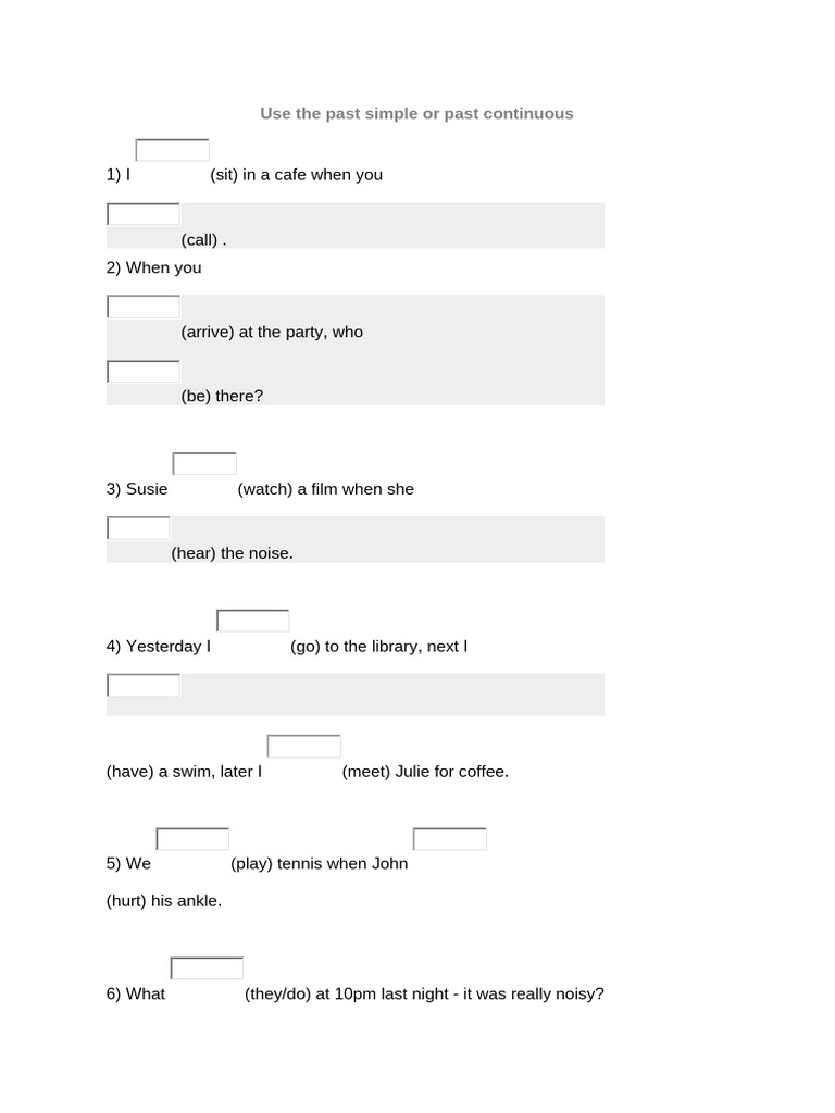 Exercise 2 - Past Tense and Past Continuous | PDF | Art