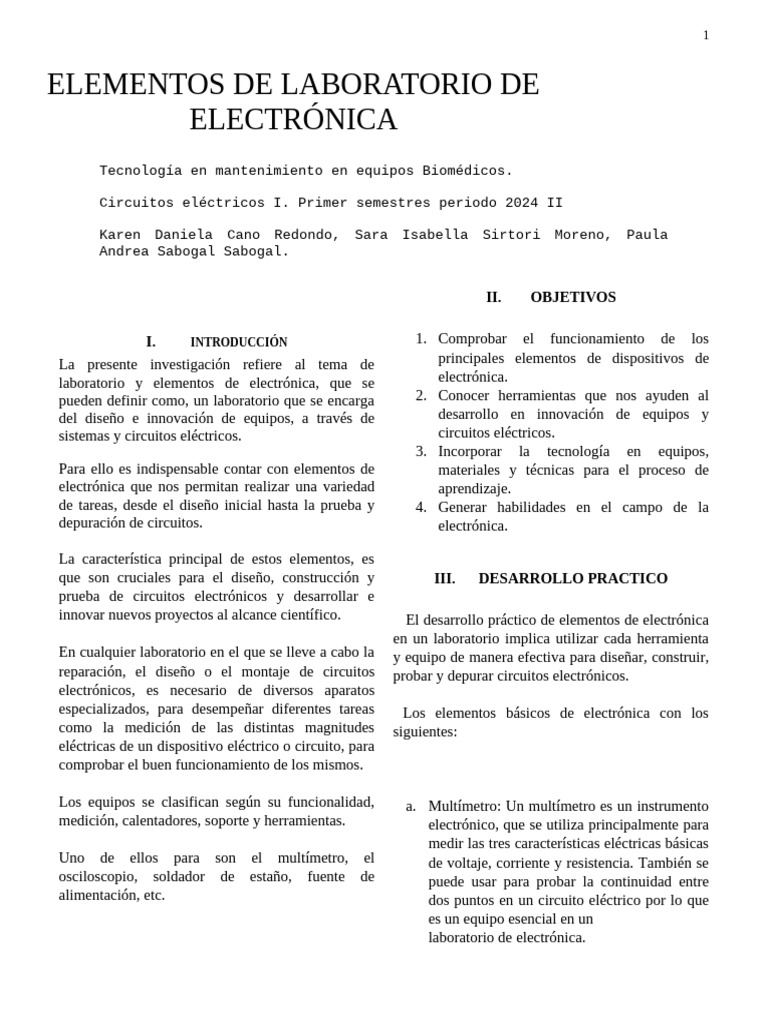Guía Elementos de Laboratorio de Electrónica | PDF