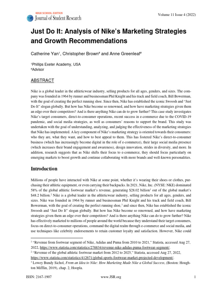 Just_Do_It_Analysis_of_Nikes_Marketing_Strategies (1) | PDF