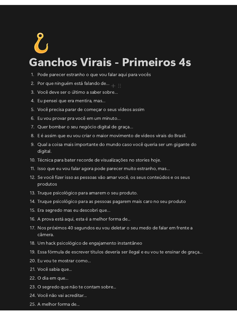 Ganchos Virais - Primeiros 4s | PDF