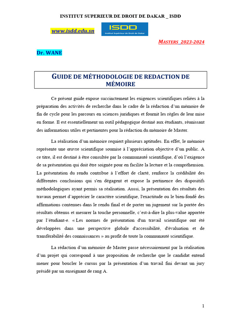 ISDD - Guide Méthodologique | PDF