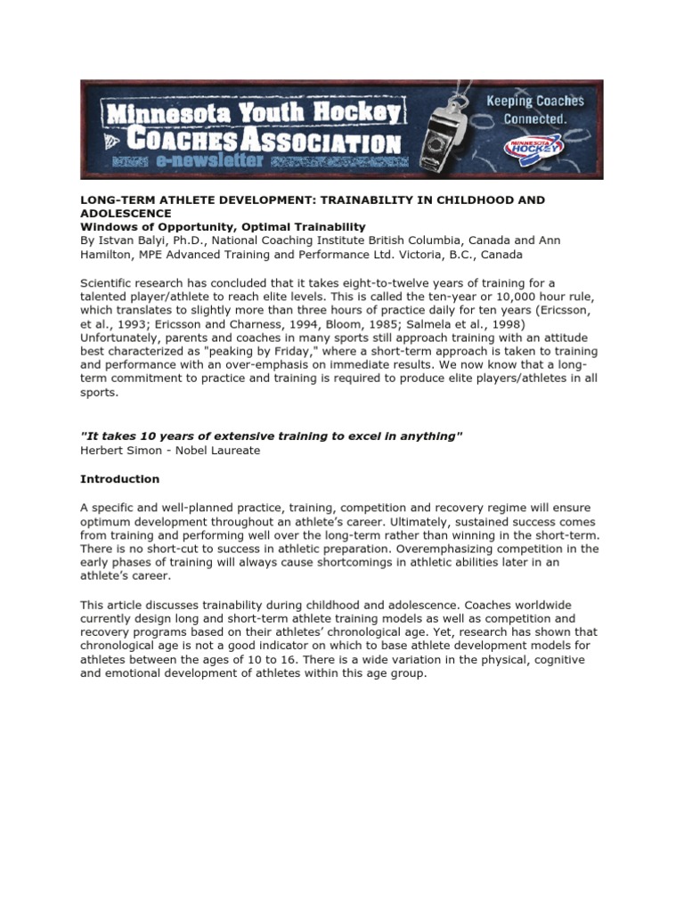 Long Term Athlete Development Pdf Strength Training Sports