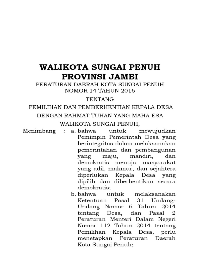 14. Pemilihan Dan Pemberhentian Kades | PDF