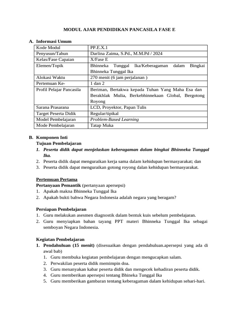 perangkat pendidikan pancasila X | PDF