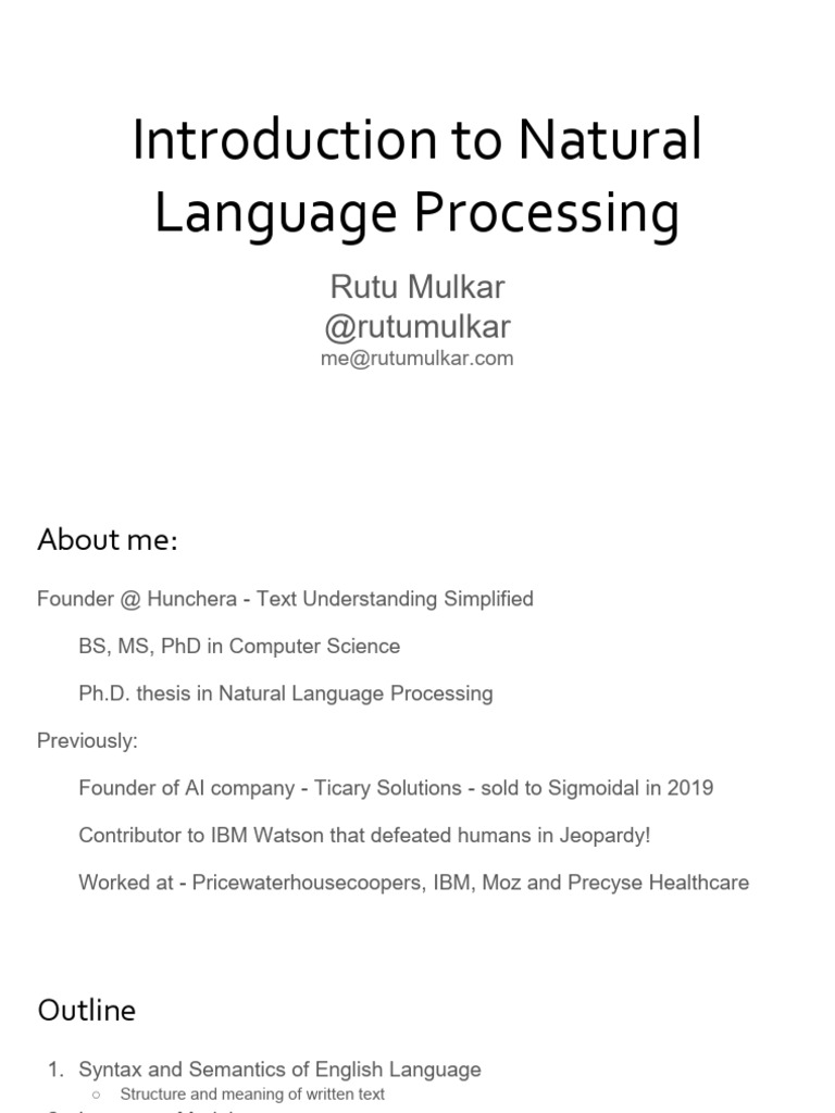 Introduction To Natural Language Processing | PDF