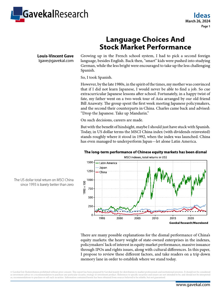 Language Choices and Stock Market Performance | PDF