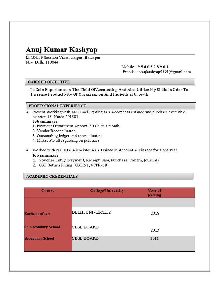 Anuj CV | PDF