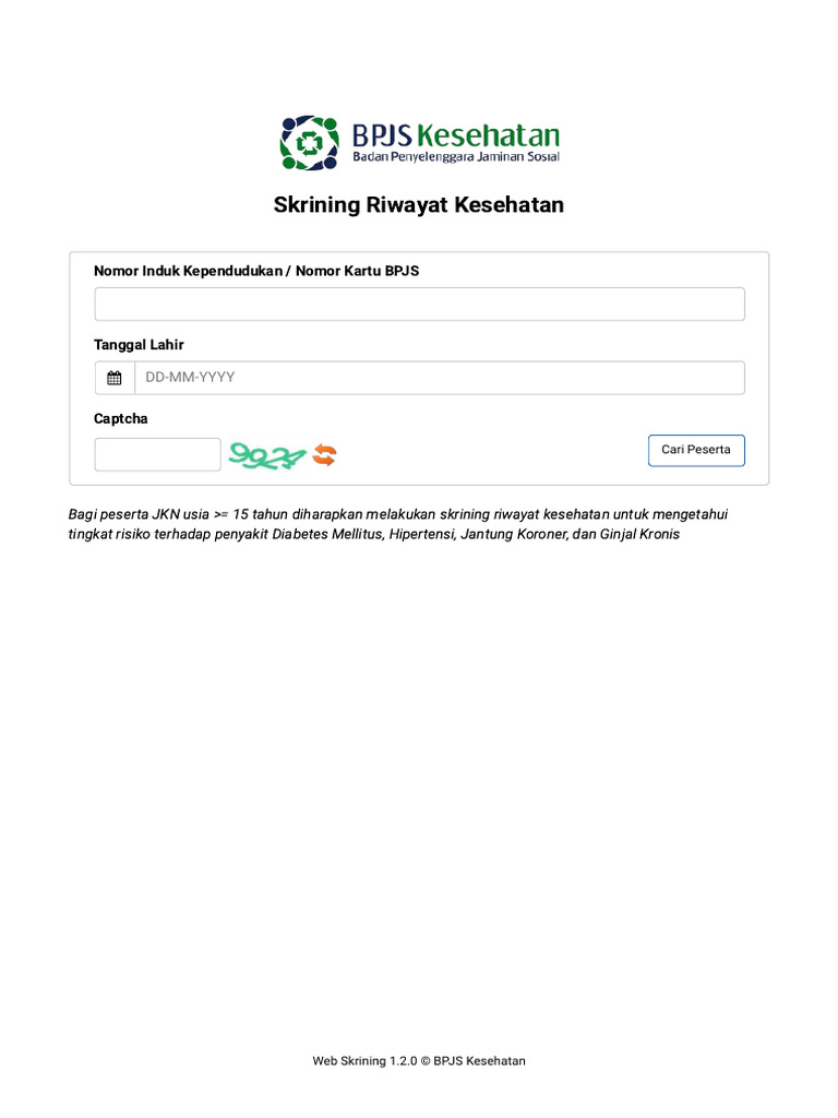 Web Skrining BPJS Kesehatan | PDF