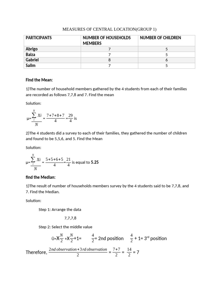 Measures of Central Location | PDF