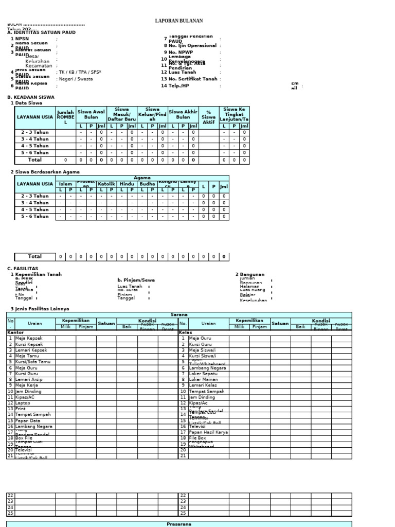 Format Lap. Bulanan | PDF