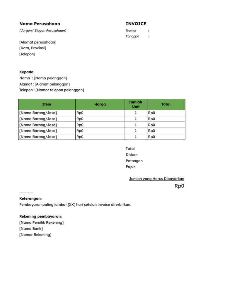 02. Contoh Template - Invoice -Spreadsheet- | PDF