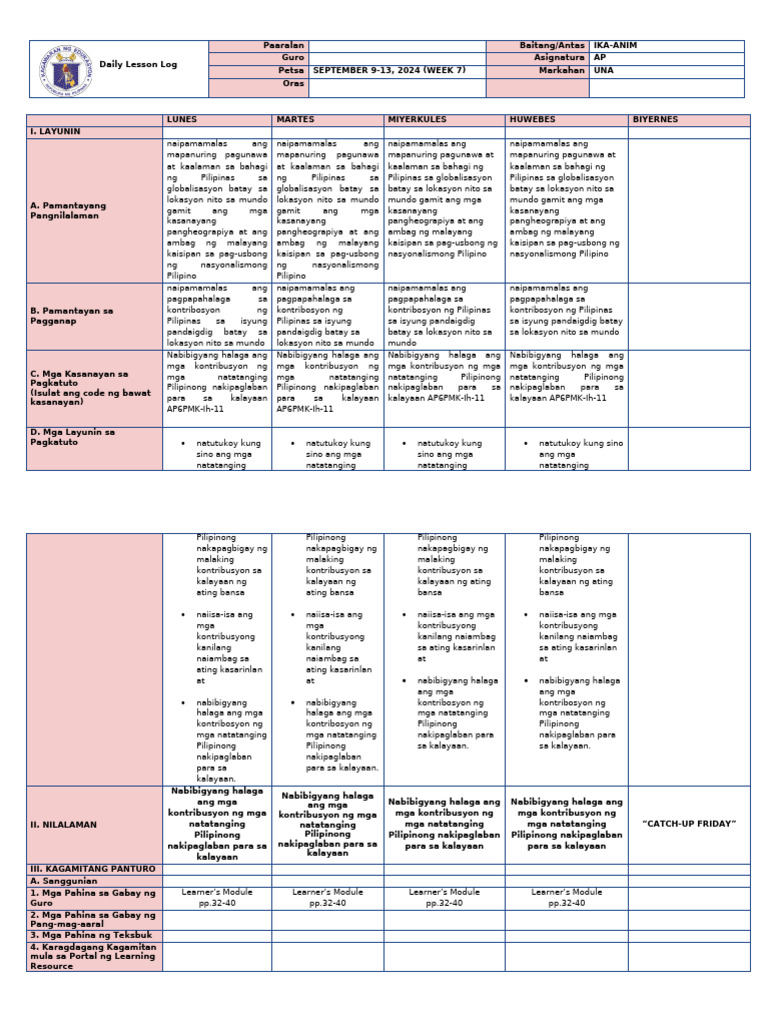 GR 6 AP WK 7 QTR 1 | PDF
