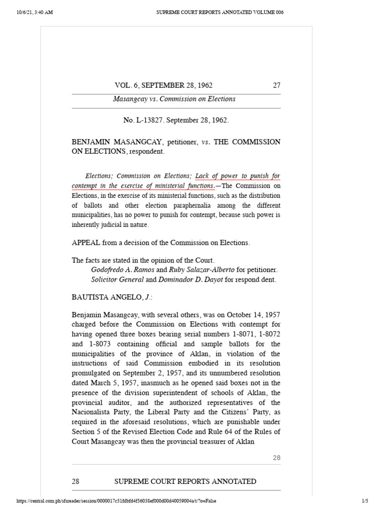 Masangcay Vs Comelec | PDF