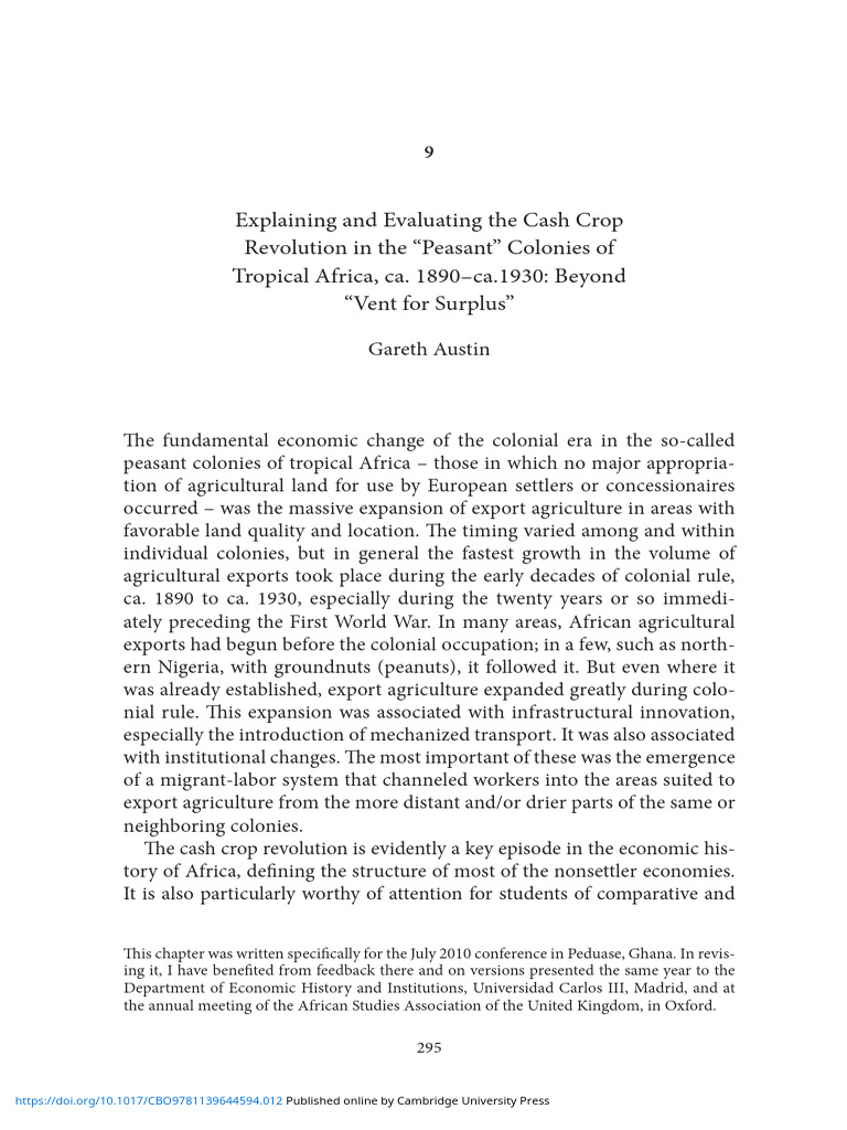 Explaining and Evaluating The Cash Crop Revolution in The Peasant ...