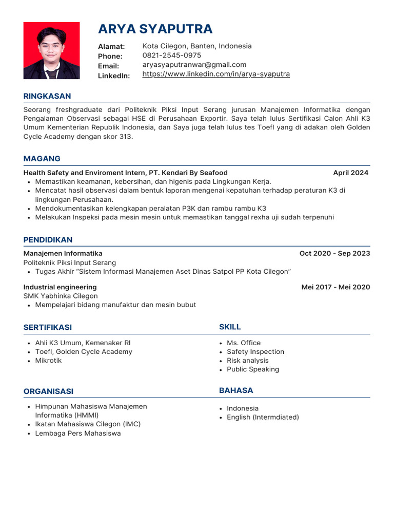 CV Arya Syaputra | PDF