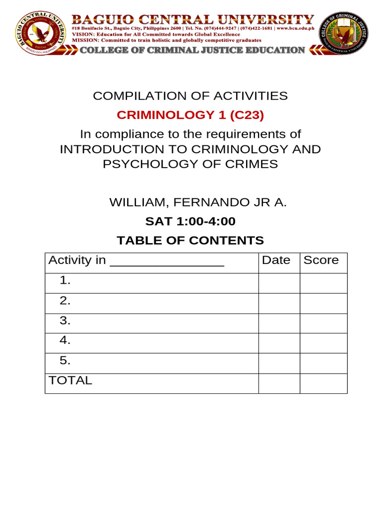 Criminology 1 Cover Page and Title Page | PDF