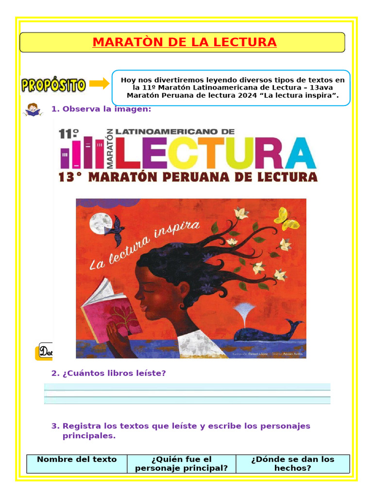 Adicional Ficha Maraton de La Lectura 2024 | PDF